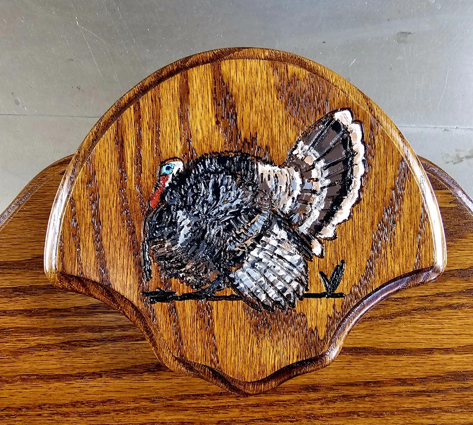 WILD TURKEY GOBBLER PLAQUE TAXIDERMY PAINTING SERVICE ON MY ENGRAVED ...