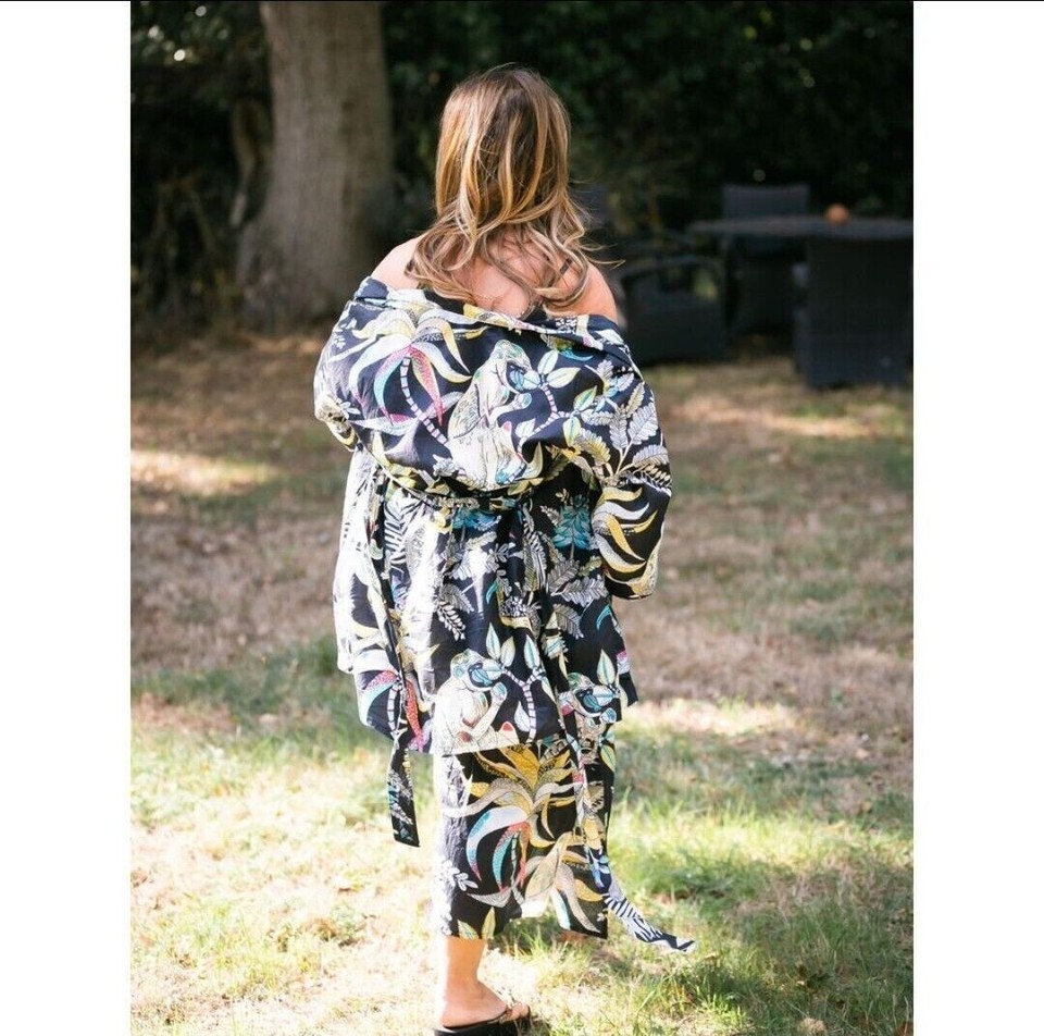 Indian Black Monkey Cotton Robe Long Kimono Robe Sleepwear Night Suit ...
