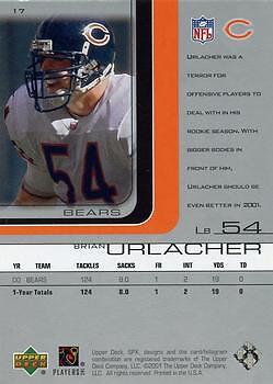 2001 SPx Brian Urlacher #17 Chicago Bears | eBay