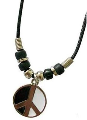 UNITY PEACE SIGN PENDANT ROPE NECKLACE beads 18IN men womens NEW #460 ...