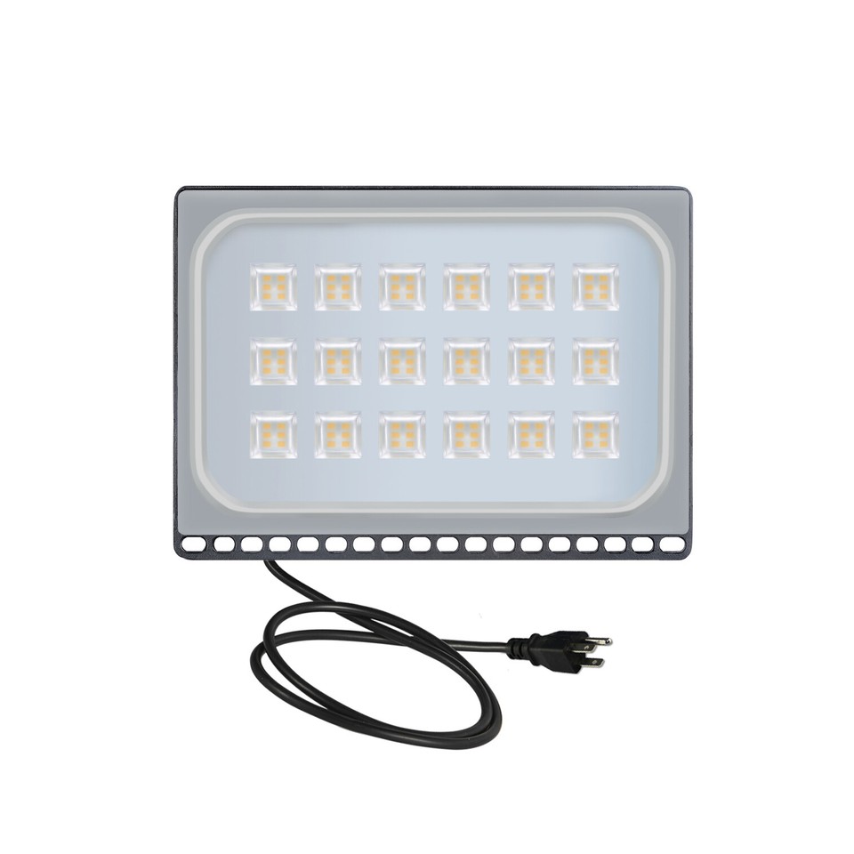 8Pcs 100W LED Flood Light Warm White With US PLUG Ouoor Spotlight ...