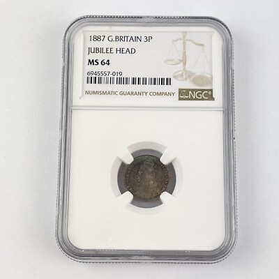 Great Britain 1887 3P Threepence Queen Victoria Silver Coin NGC Graded ...