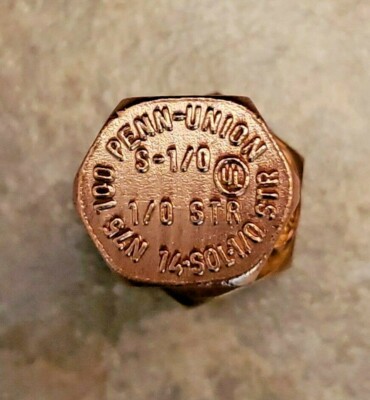 S1/0 Penn-Union Copper Split Bolt Connector 2 CU Conductors 4 SOL 1/0 ...