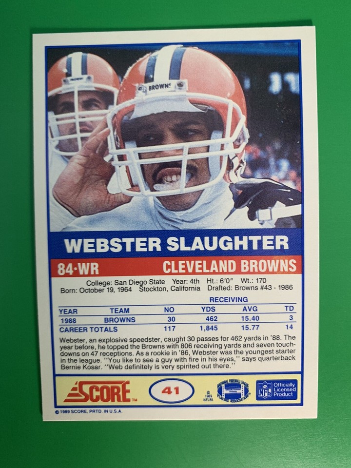1989 Score Webster Slaughter #41 Cleveland Browns | eBay