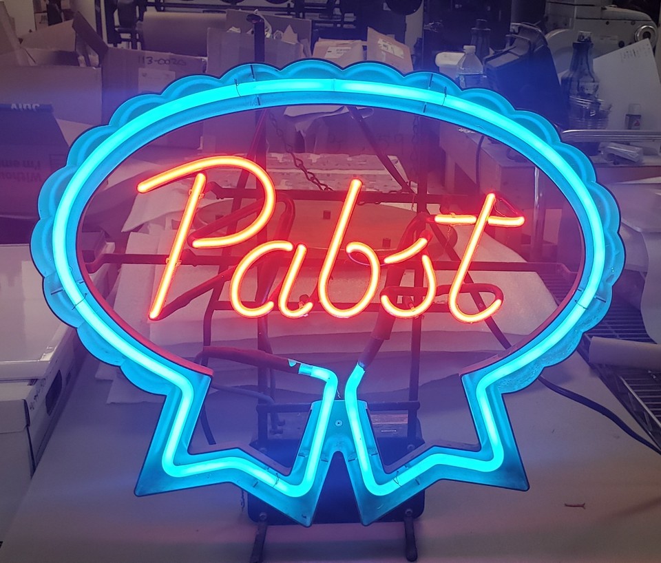 Pabst Blue Ribbon Beer Neon Light Sign 21"x 20.5” Vintage PBR • 1992 ...