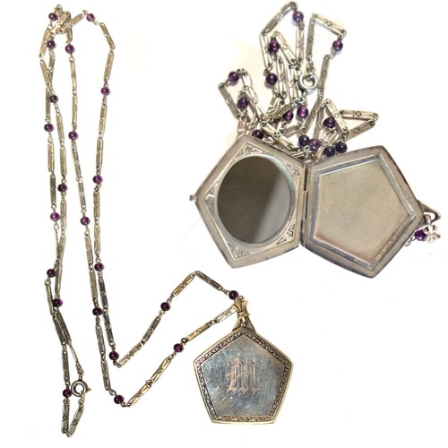 R Blackinton Antique Locket - Sterling Silver - Mirror - Chain: German ...
