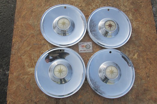1957 LINCOLN PREMIERE 15" WHEEL COVERS, HUBCAPS, SET OF 4, HOT ROD, RAT ...