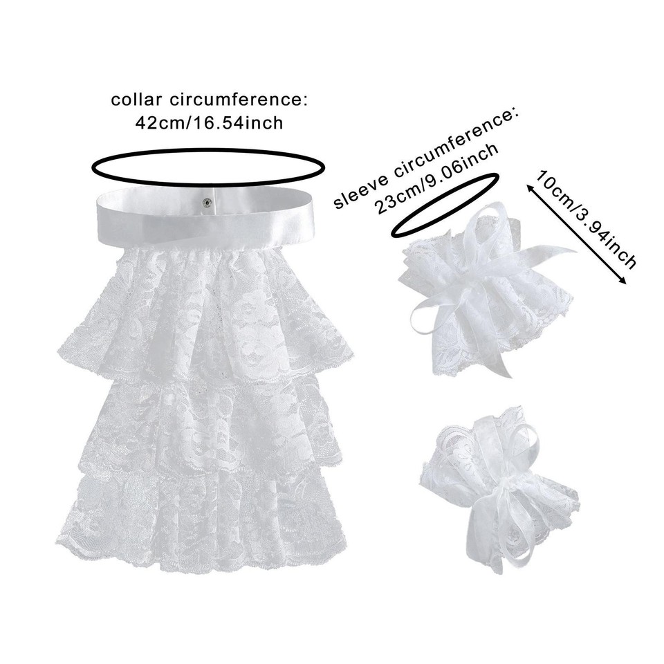 Lace Jabot and Cuffs Set White Themed Parties Removable Colonial Lace ...