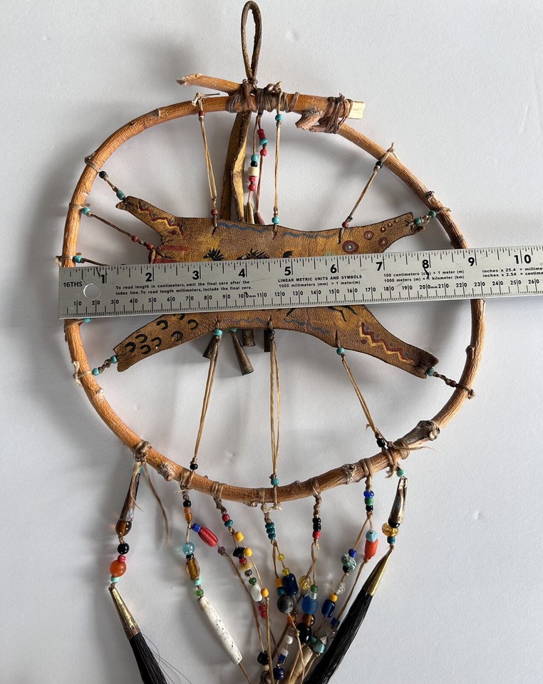 Native American Indian Painted Leather Hide Wall Hanging Ooak Wild ...