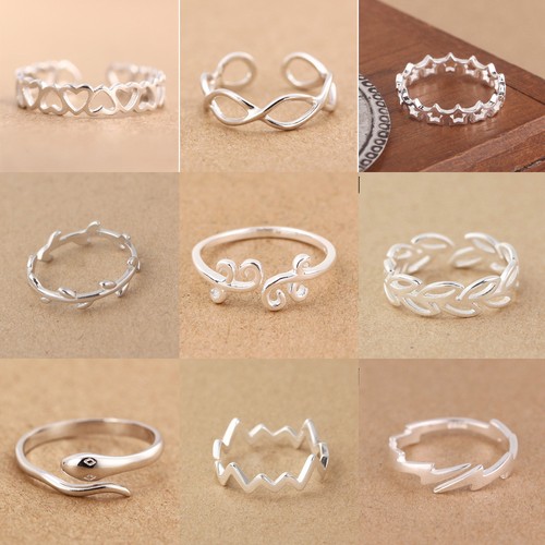 Genuine Solid 925 Sterling Silver Adjustable Open Band Index/Midi Ring ...