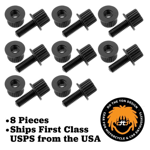 Black Motorcycle ATV Nylon License Plate Fastening Bolts Screws - 8 ...