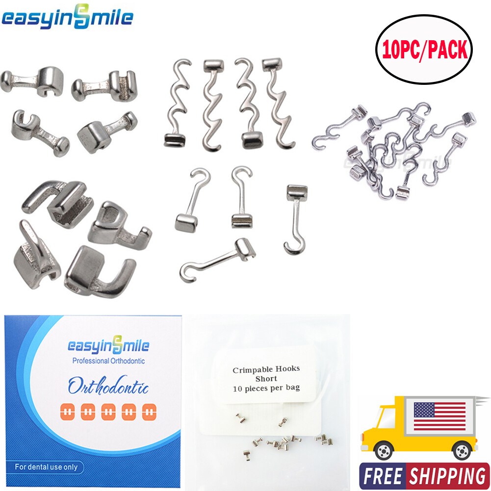 10Pc Dental Ortho Crimpable Hooks Long Left/Right/Cross For Orthodontic ...