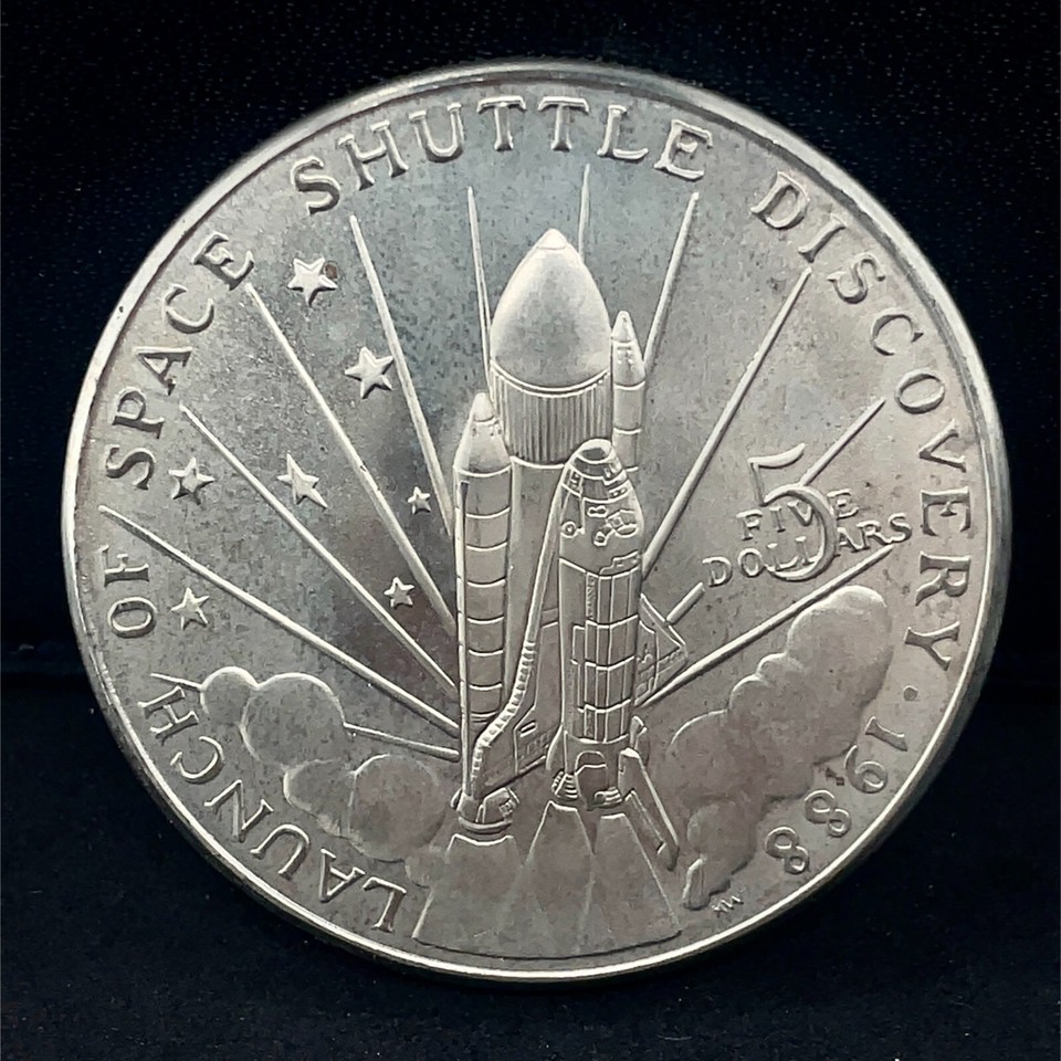 MARSHALL ISLANDS 1988 5 Dollars Cu/Ni Space Shuttle Discovery BU. Coin ...