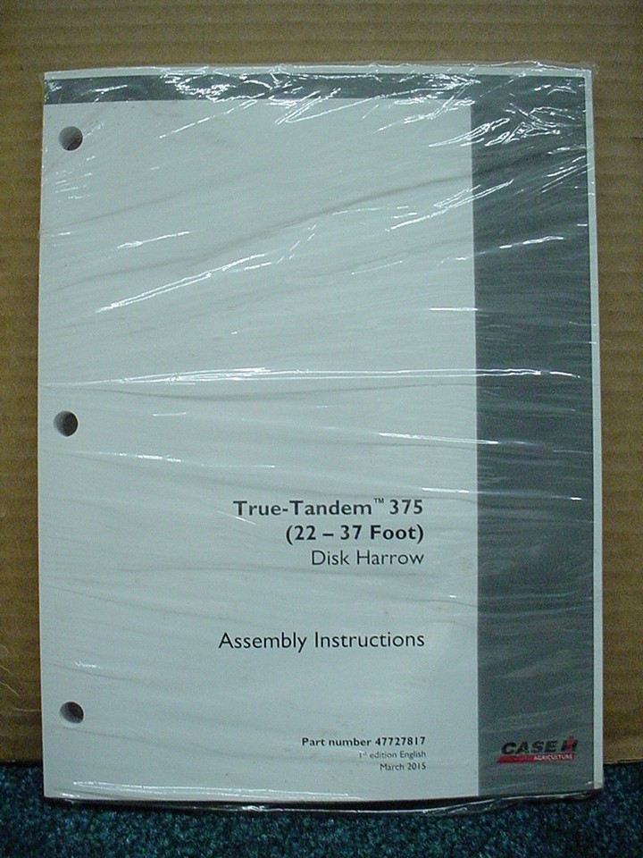 Case-IH 375 Disk Harrow 22'-37' True Tandem Assembly Manual 2015 NIP | eBay