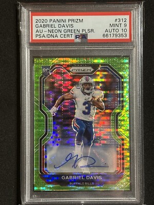 2020 Panini Prizm Gabriel Davis #312 Neon Green Pulsar Auto Rookie PSA ...