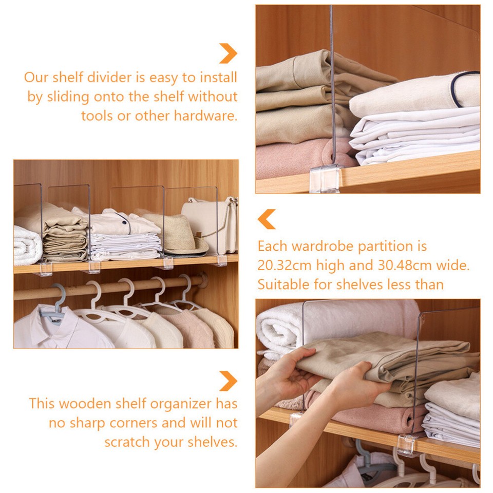 2 Pcs Transparent Acrylic Partition Wardrobe Dividers Closet Separator ...