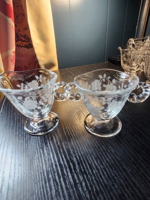 Vintage Fostoria Willowmere Sugar & Creamer Set w/ Etched Rose Pattern ...
