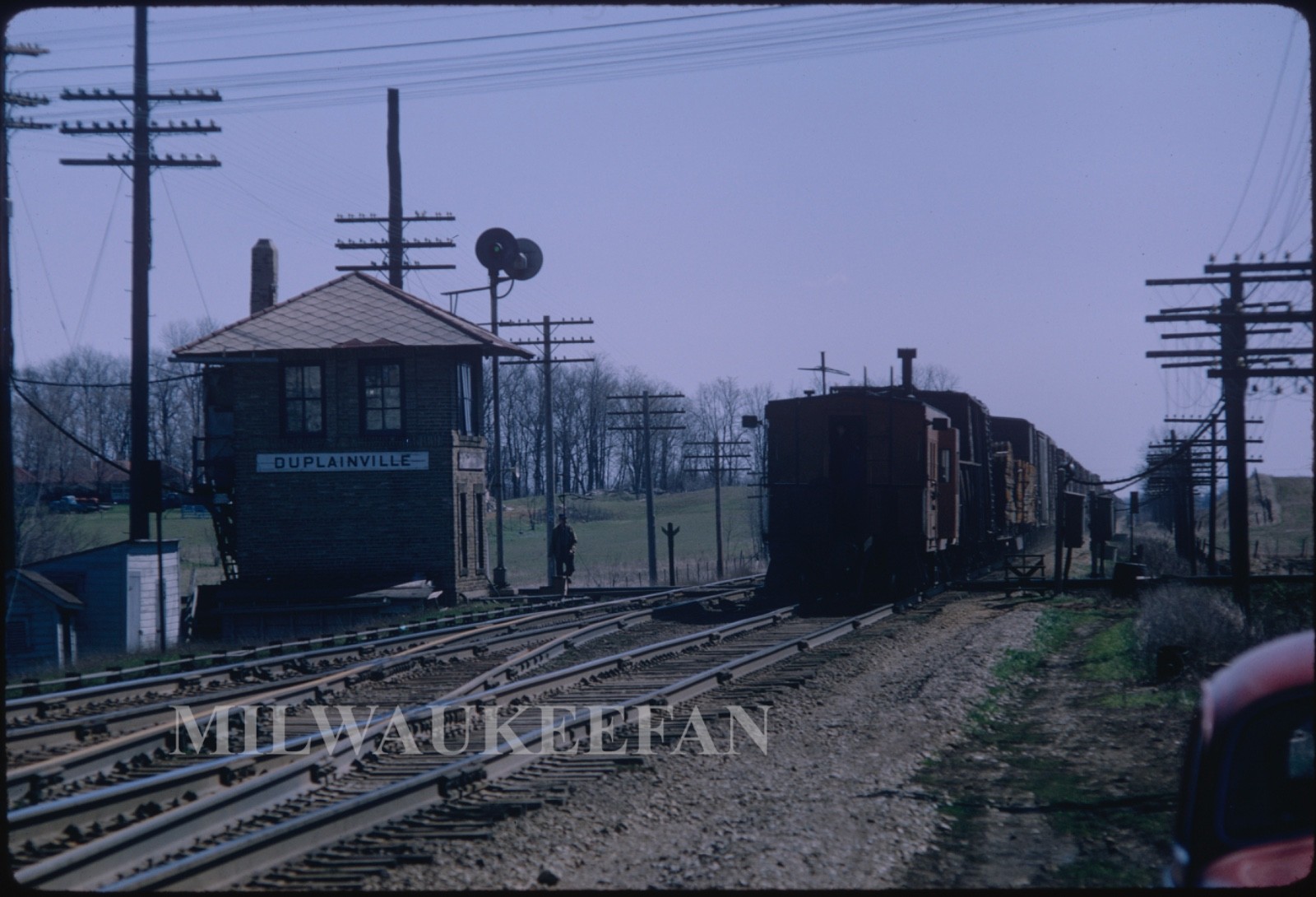 Original Kodachrome slide Milwaukee Road MILW Duplainville WI tower ...
