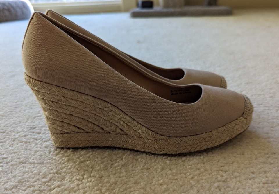 J. Crew Beige Seville Wedge Canvas Espadrilles Shoes Womens Size 8 | eBay