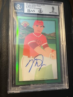 2021 Topps Bowman X Keith Shore MIKE TROUT Auto #62/89 Signed Green BAS ...