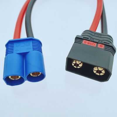 QS8 Anti-Spark Male to EC8/IC8 Male cable 8AWG 5CM Heavy Duty Charger ...