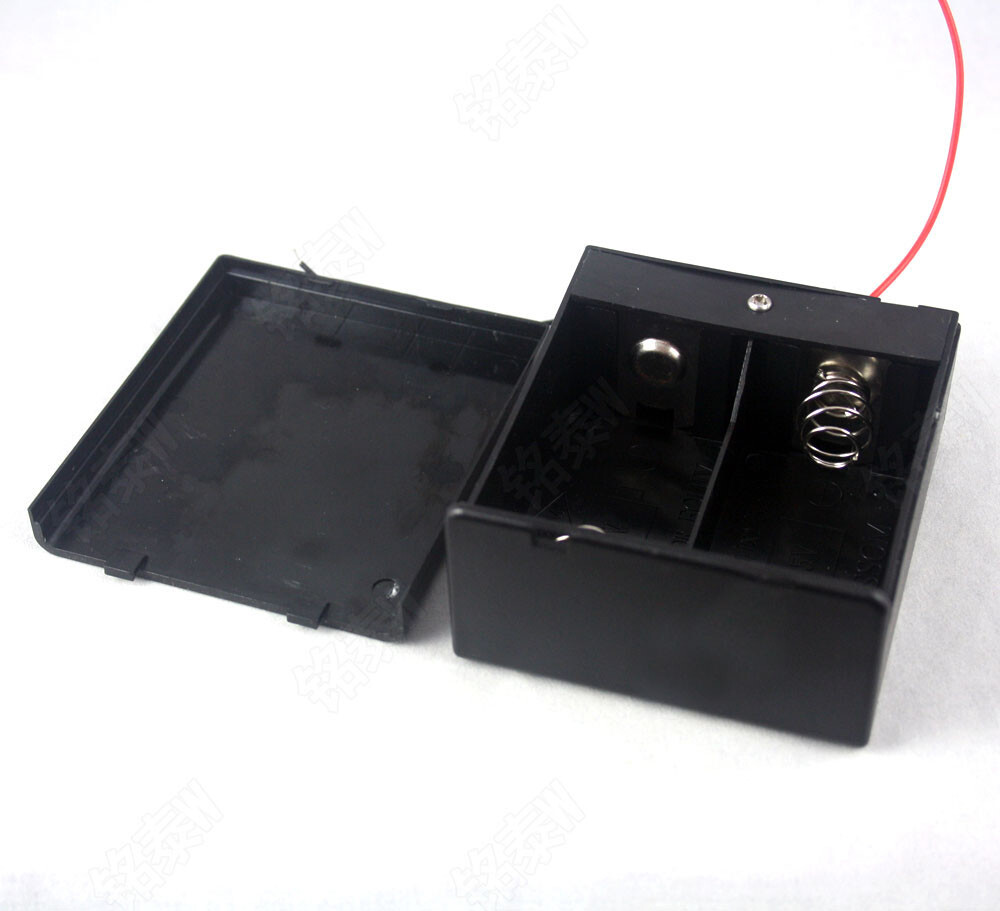 2 x D Cell Battery Holder Case Enclosed Box with On/Off Switch 15cm ...