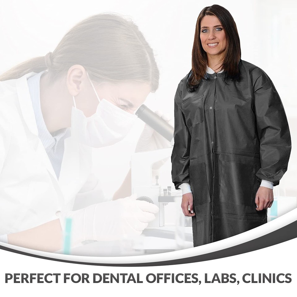 10 Disposable Lab Coats - Durable 50g SMS Knee Length Reusable Lab Coat ...