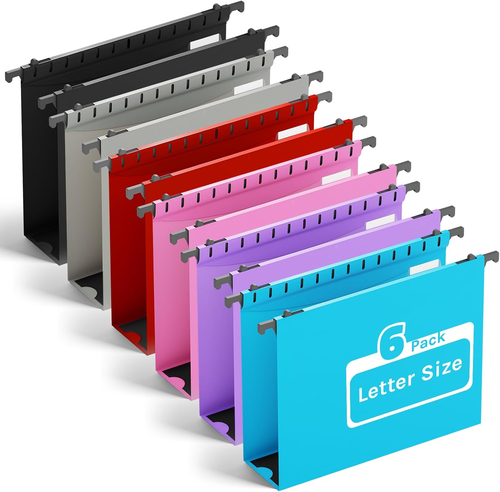 Plastic Expanding Hanging File Folders Letter Size,6 Pack Extra ...