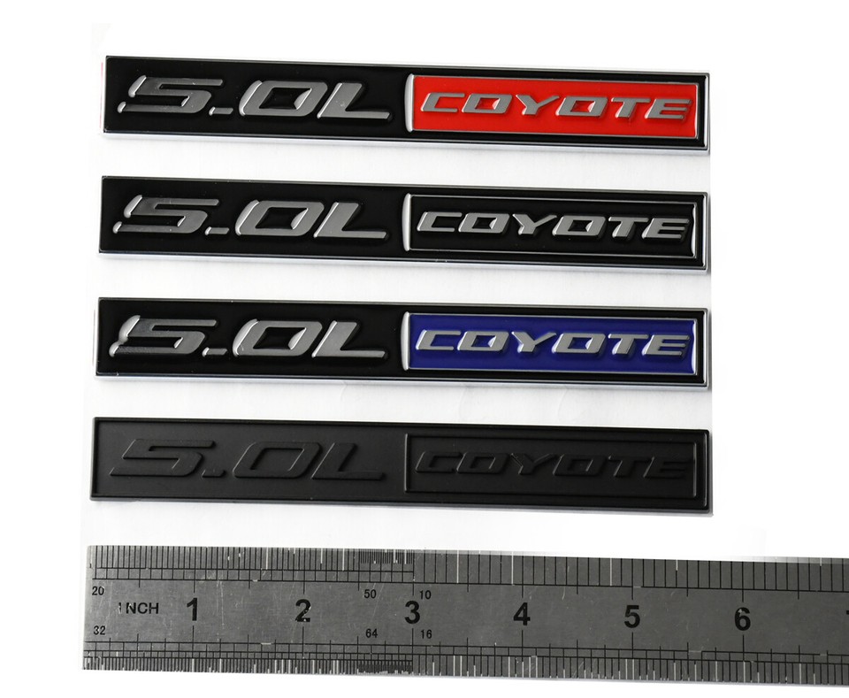 2x 5.0L Coyote Emblems Decal 3D Badge V8 Engine for Mustang F150 Chrome ...