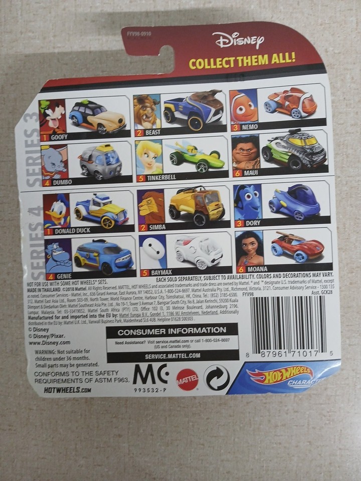 Hot Wheels Disney Character Cars Simba Lion King Movie Mattel 2018 NEW ...