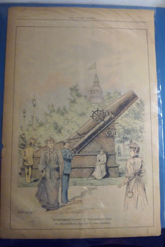 1893 Print Government Exhibit Big Mortar Cannon Chicago World's Fair ...