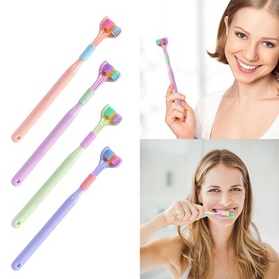 Three Sided Toothbrush Candy Color Adult Tooth Brush Portable Deep ...