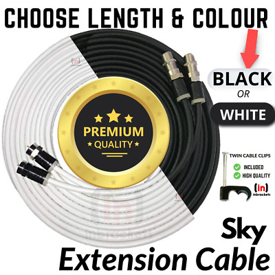 Premium extension satellite dish cable twin wire double lead for Sky ...