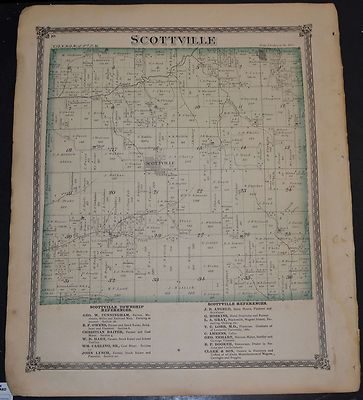 Original 1875 Map of Scottville Township Illinois 18.5x15.5 inch | eBay