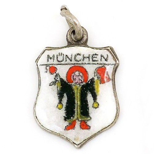 Vintage Enamel MUNCHEN MUNICH GERMANY MONK SHIELD 800 Silver Travel ...