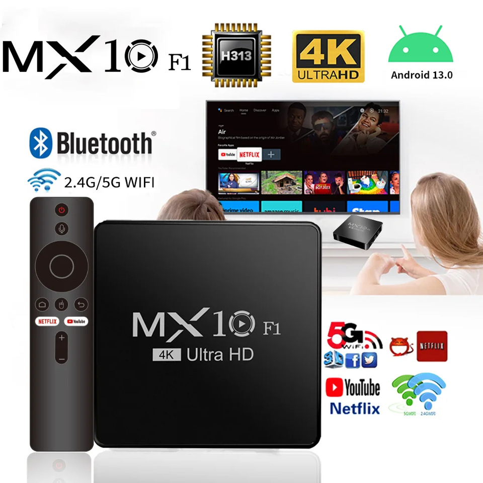 New Android 13 Smart TV Box 4k MX10 F1 2GB + 16GB Digital Andriod Box ...