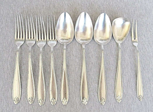 WMF German Antique Silver Plated Flatware 9 pieces: 4 Forks, 3 Spoons ...