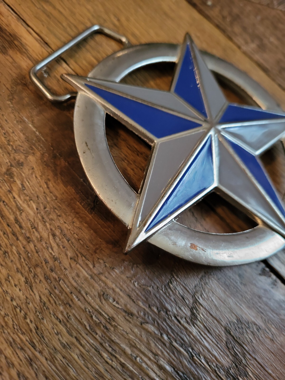 Large Belt Buckle Star Enamel Blue & Silver Looks lik… - Gem