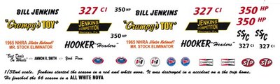 Bill Jenkins Grumpy's Toy Nova 1/64th Scale Slot Car Decals DRAG NHRA ...