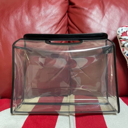 Gucci Vintage Clear Vinyl Tote Bag Black Leather Used | eBay