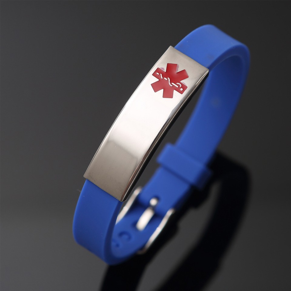Personalized Medical alert ID bracelet Silicon emergency Wristband ...