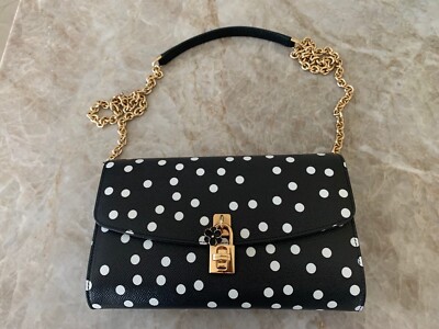 100%AUT Dolce&Gabbana Flower Lock Metal Fittings Dot Pattern Chain ...