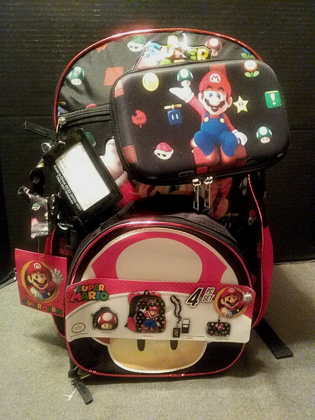 NINTENDO SUPER MARIO Backpack (4 Piece Set) BRAND NEW Toad Lunch Bag ...