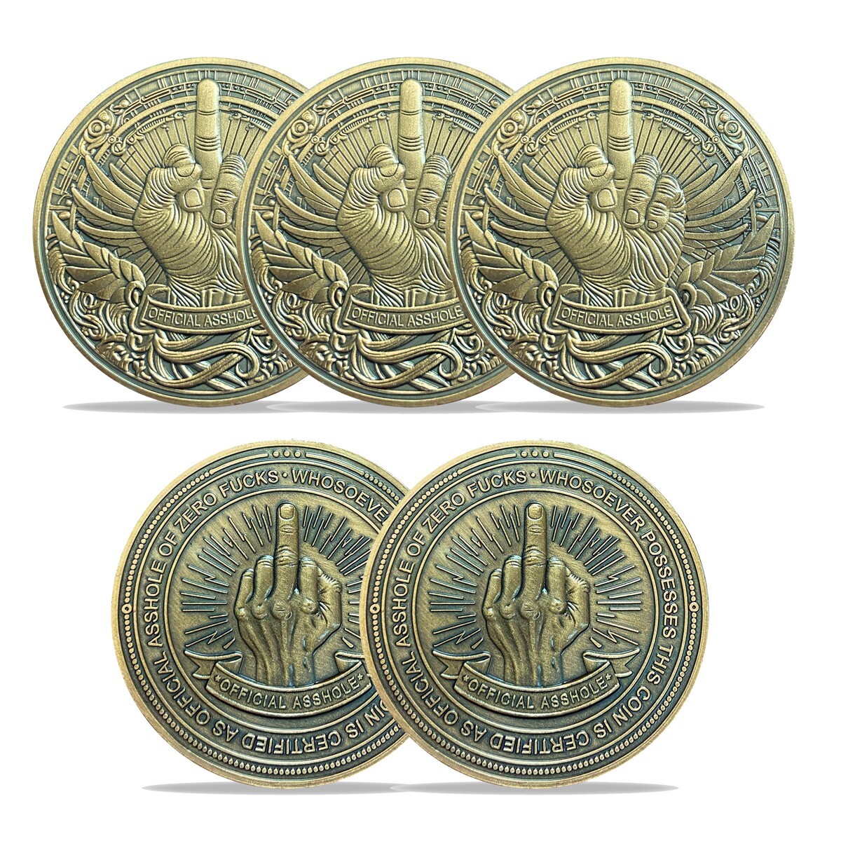 5XOfficial A**hole Middle Finger Coin Funny Novelty Challenge Coin ...