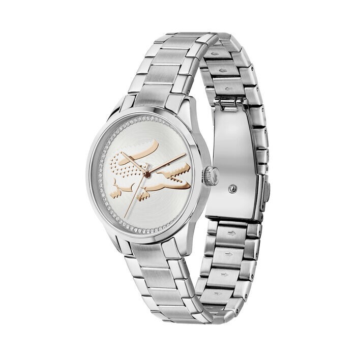 LACOSTE Ladycroc Women's Silver Tone Logo Dial 36mm Watch NIB 2001189 ...