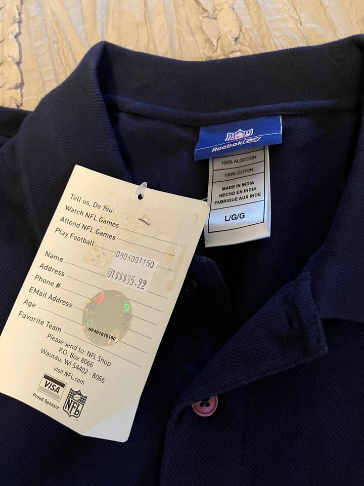 ST. LOUIS RAMS Football REEBOK Vintage LARGE Polo Shirt NFL Blue NEW ...