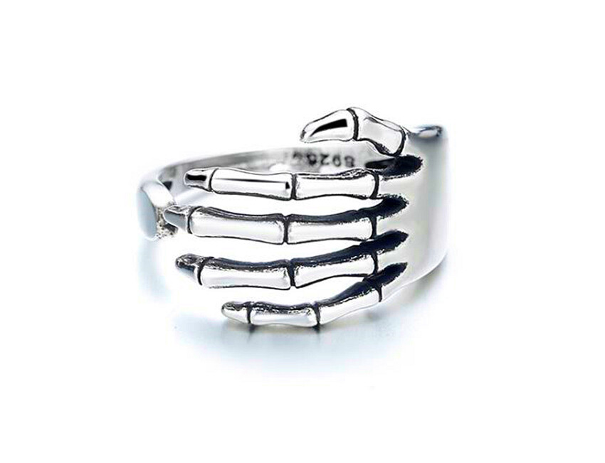 Skeleton Hand 925 Sterling Silver Plt Adjustable Thumb Ring Women ...
