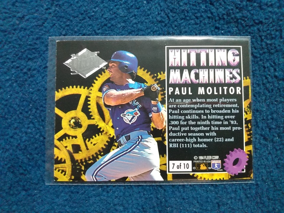 1994 Fleer Ultra Hitting Machines Paul Molitor #7 Blue Jays | eBay