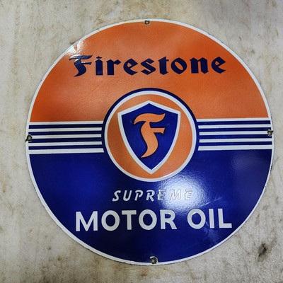 FIRESTONE SUPREME 30 INCHES ROUND ENAMEL SIGN | eBay