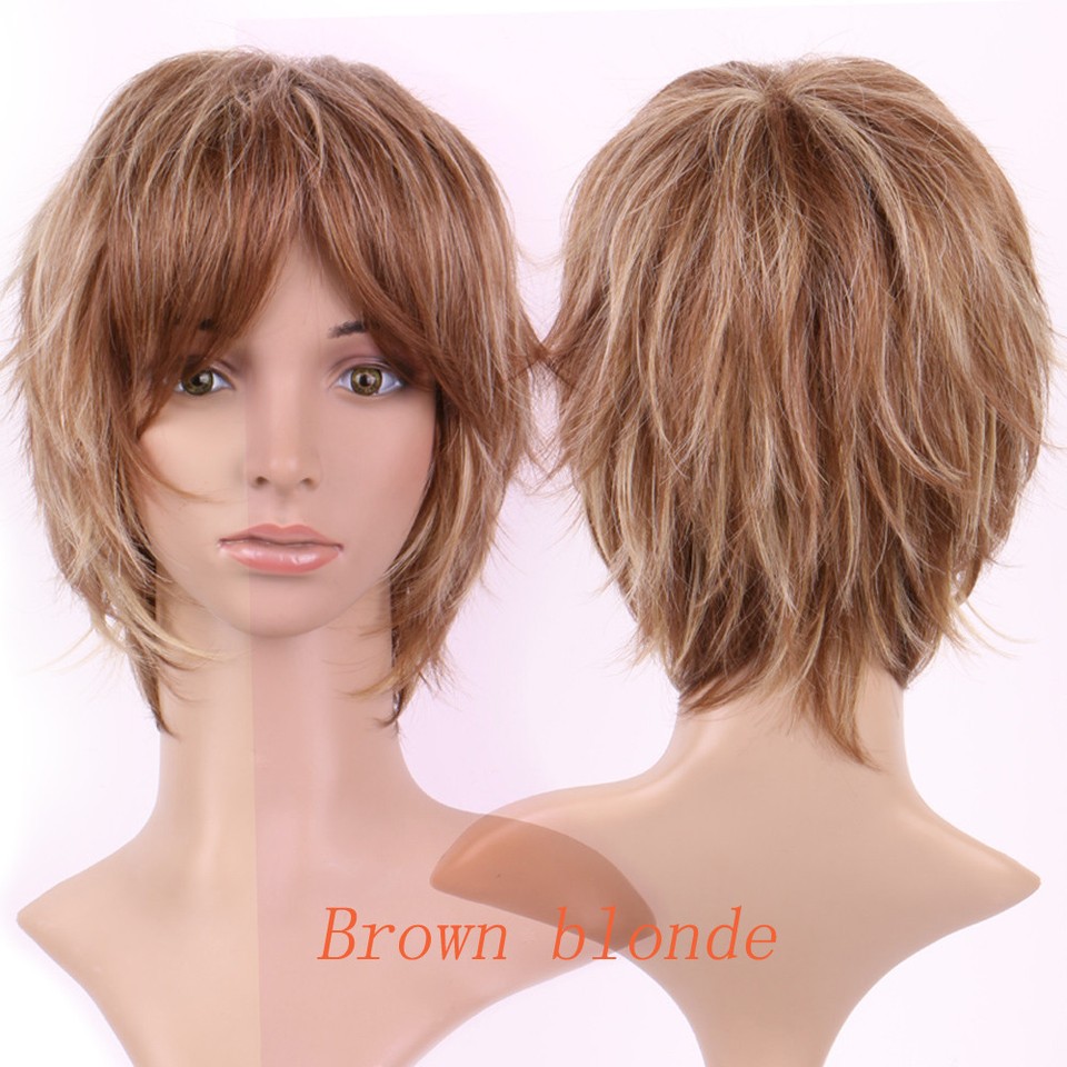 Women Short Bob Hair Wig With Bangs Heat Resistant Synthetic Cosplay ...